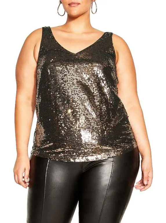 City Chic Sequin Cami - Shimmer