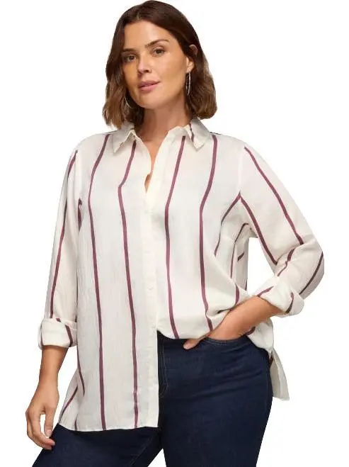 LIVE UNLIMITED Regular Fit Striped Shirt - Cream