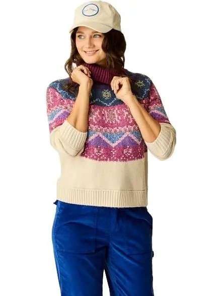 Carve Designs Neve Fairisle Turtleneck - Birch Fairisle