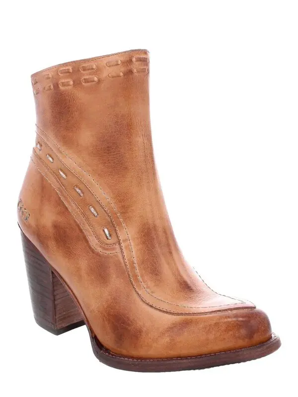 Bed Stu Heeled Ankle Bootie - Tan Rustic Nectar Lux