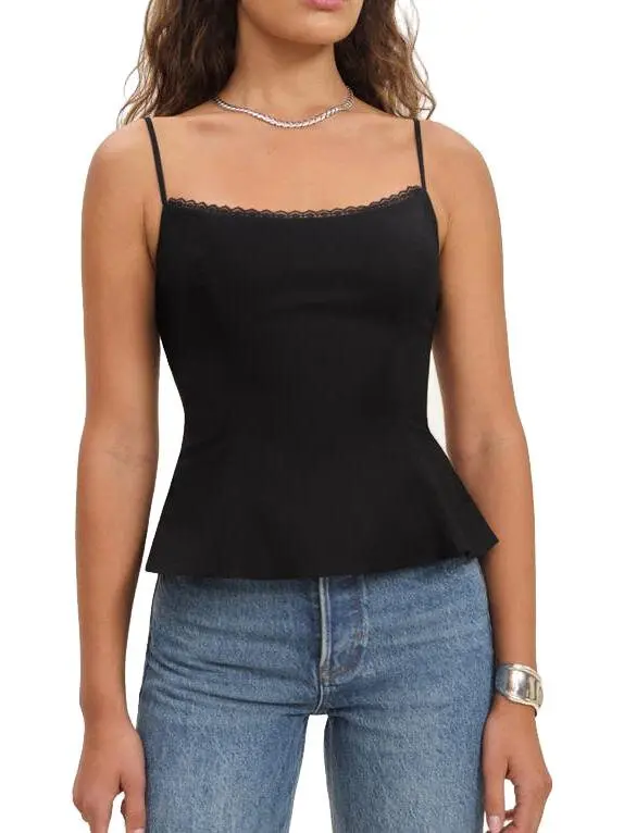 REFORMATION Genevieve Lace Trim Camisole - Black