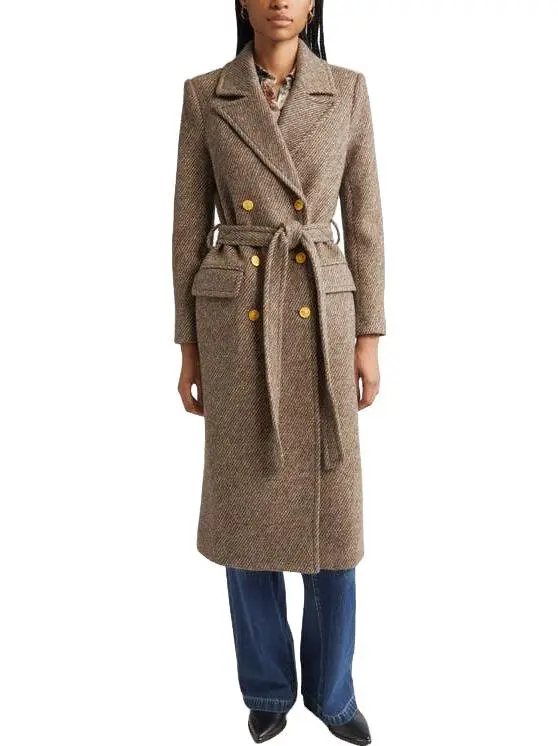 L'Agence Kolina Double Breasted Wool Blend Coat - Bracken Brown/gold