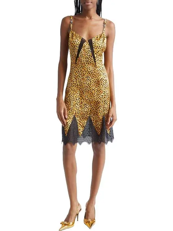 Versace Cheetah Print Silk Slip Dress - Neutral