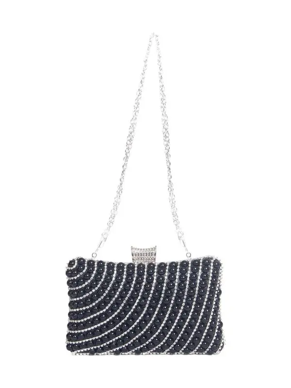 LAUREN LORRAINE Embellished Clutch With Chain Strap - Black