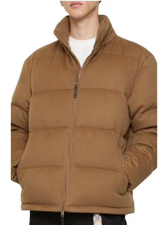 Burberry Cashmere Snowdon Puffer Jacket - Camel