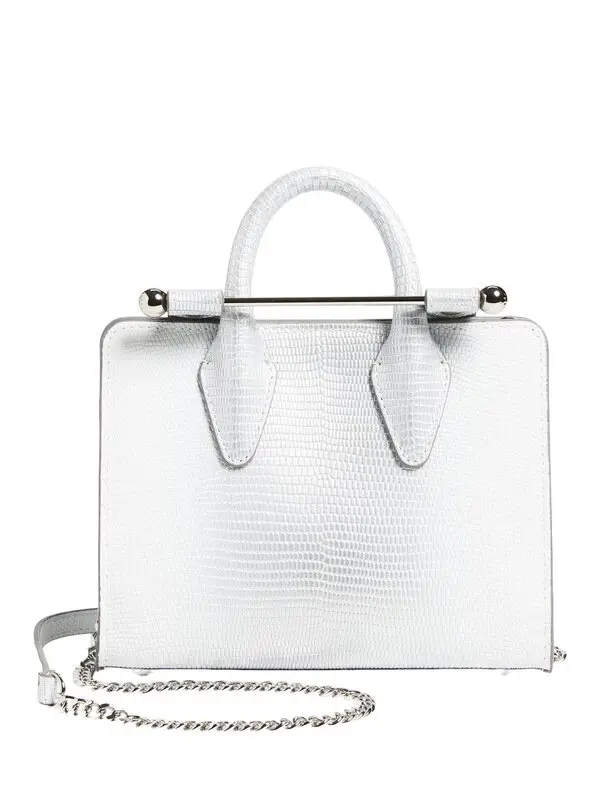 Strathberry Nano Lizard Embossed Leather Tote - Silver