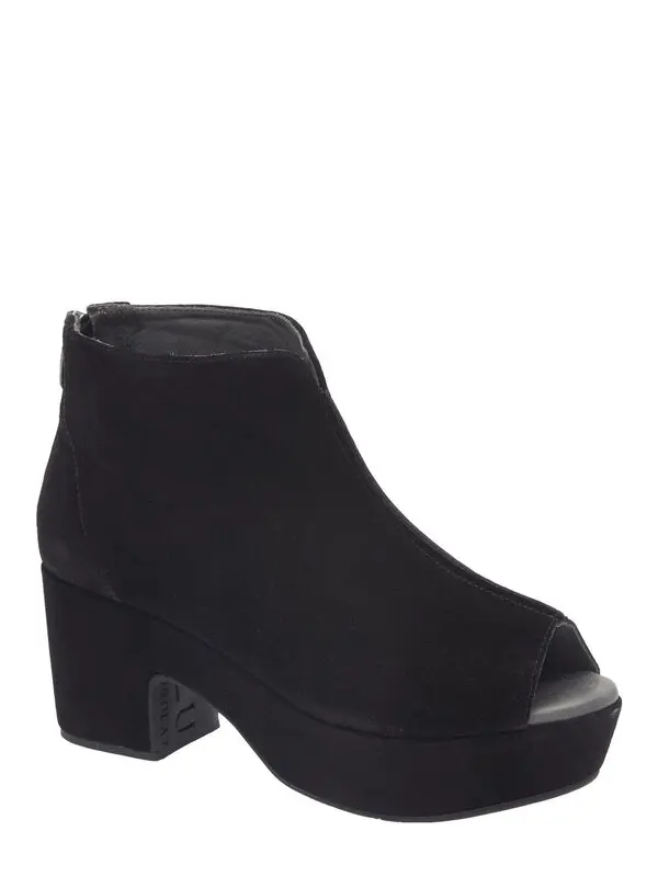 CHOCOLAT BLU Open Toe Suede Platform Bootie - Black Suede