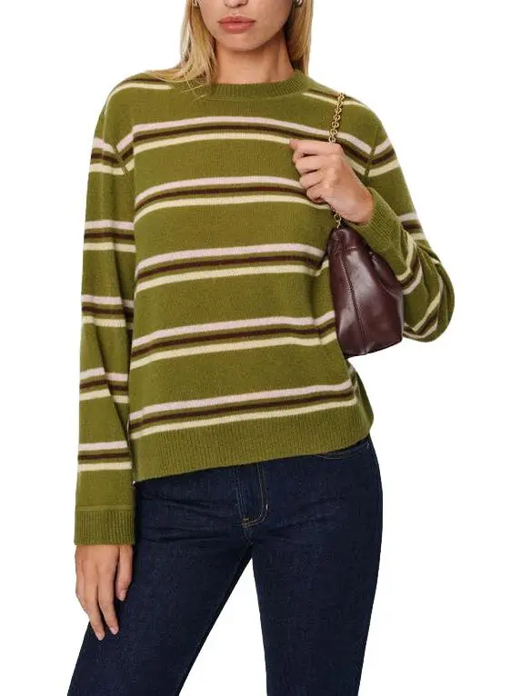 REFORMATION Cashmere Boyfriend Sweater - Pear Multi Stripe