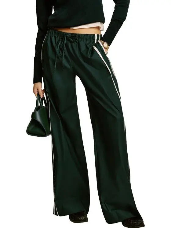 REFORMATION Julian Stripe Wide Leg Pants - Forest