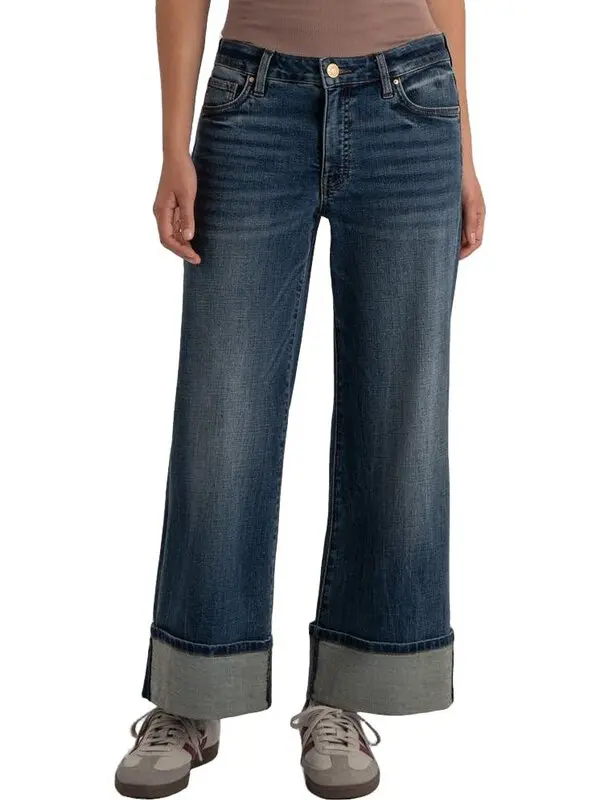 Kut From The Kloth Meg Cuffed High-waist Wide-leg Jeans - Interconnected