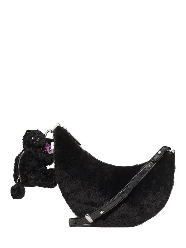 Kate Spade New York Duo Genuine Shearling Crossbody Bag With Bear Zip Pouch - Black Multi.