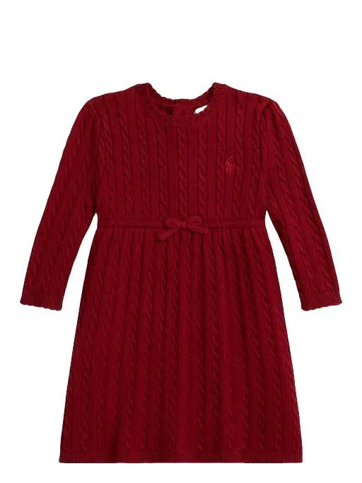 Ralph Lauren Cable Cotton Sweater Dress & Bloomers - Red