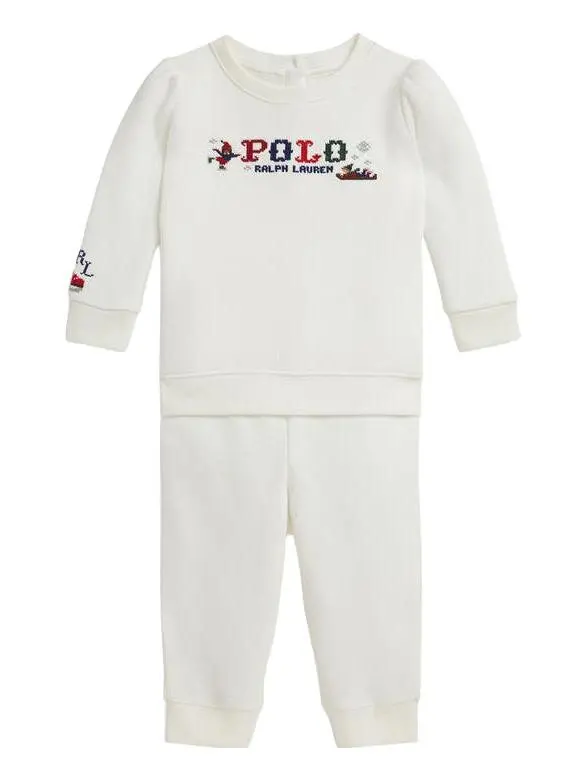 Ralph Lauren Embroidered Cotton Sweatshirt And Joggers Set - White