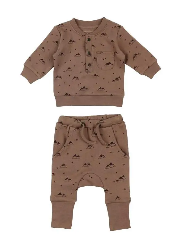 L'OVEDBABY Organic Cotton Sweatshirt & Joggers Set - Latte Mountain