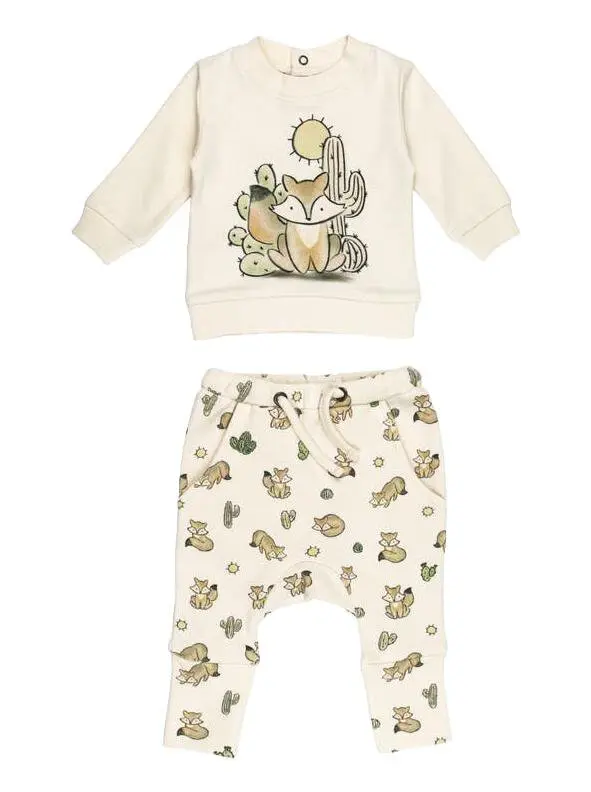 L'OVEDBABY Organic Cotton Fleece Graphic Sweatshirt & Joggers Set - Little Fox