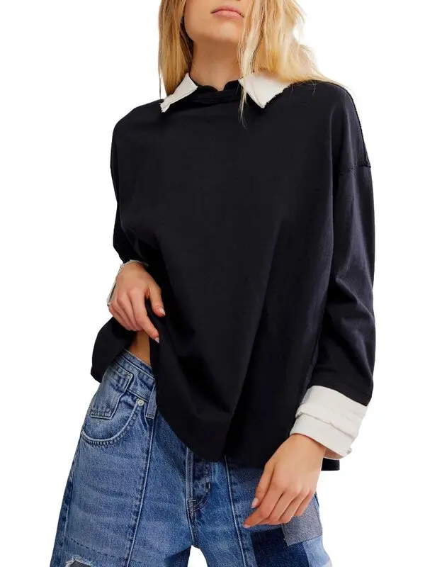 Free People Gianna Layered-look Sweater - Black Combo