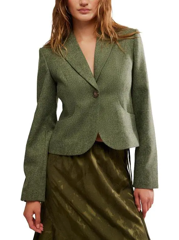 Free People Herringbone Blazer - Forest Green