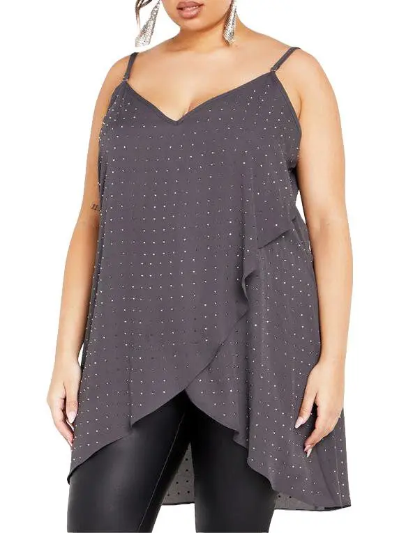City Chic Studded High-low Camisole - Grey