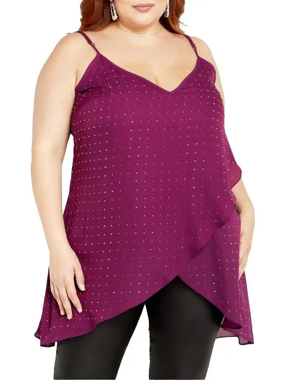 City Chic Studded High-low Camisole - Mulberry