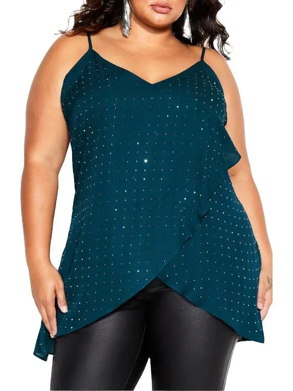 City Chic Studded High-low Camisole - Teal