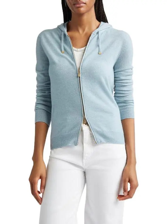 Eleventy Cashmere Zip Hoodie - 175 Aqua