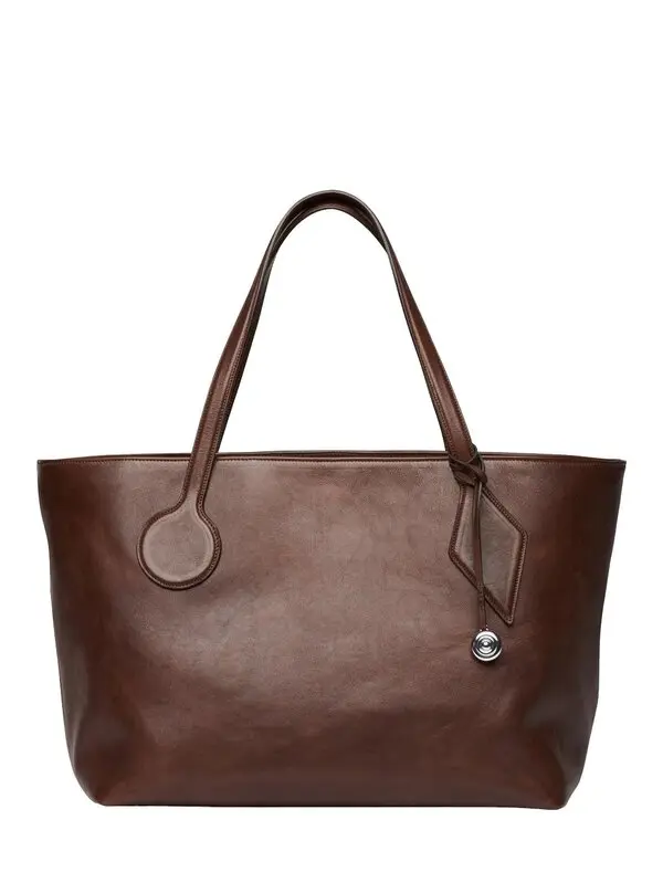 LIFFNER Large Sprout Leather Tote - Dark Brown
