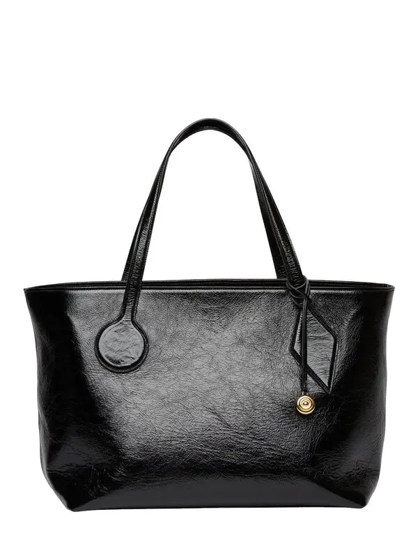 LIFFNER Large Sprout Leather Tote - Glossy Black
