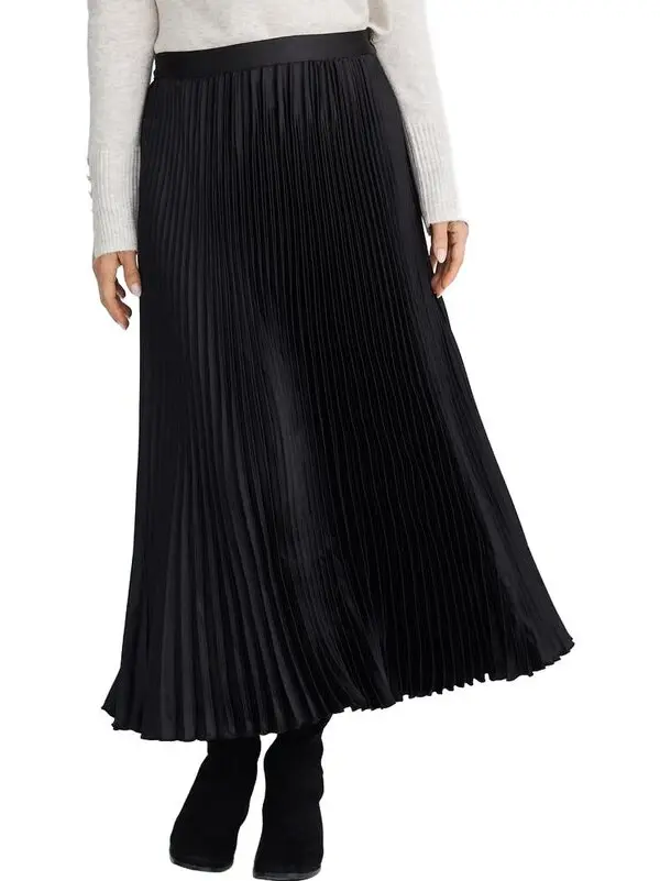 BRAVE+TRUE Identity Pleated Satin Skirt - Black