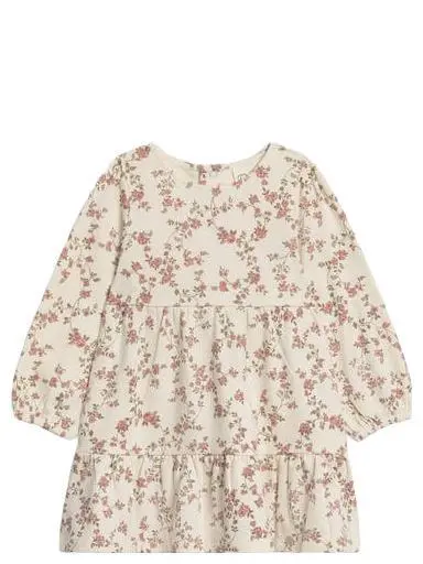 COLORED ORGANICS Organic Cotton Sofia Long Sleeve Tiered Dress - Ophelia Floral/mauve