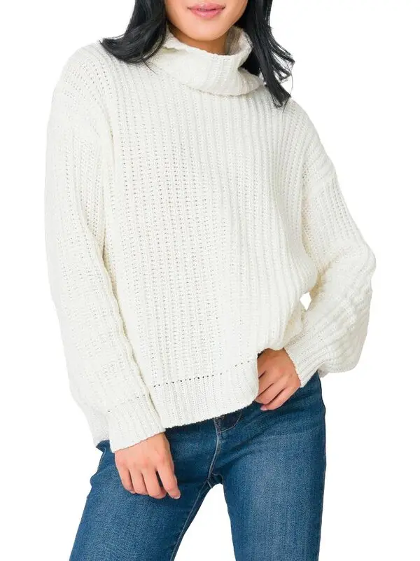 GIBSONLOOK Oversized Turtleneck Sweater - Ivory