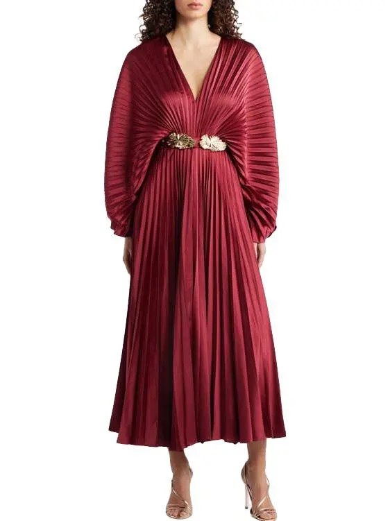 Acler Wonastow Pleated Maxi Dress - Bordeaux