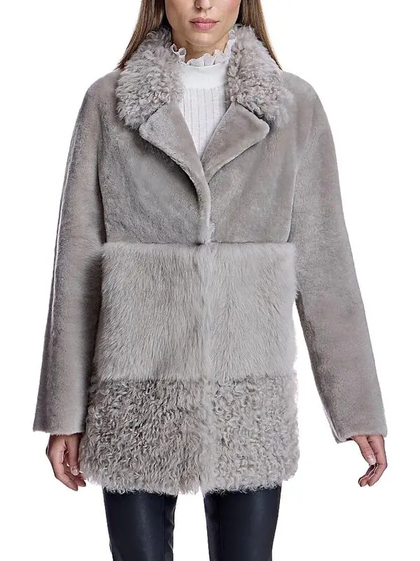 MAXIMILIAN Shearling Lamb Jacket - Gray