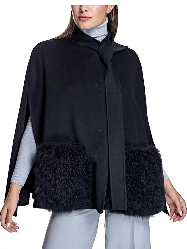MAXIMILIAN Wool Blend Cape - Black
