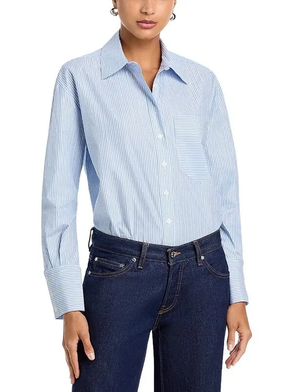 Derek Lam 10 Crosby Orianne Stripe Collared Shirt - Blue Multi