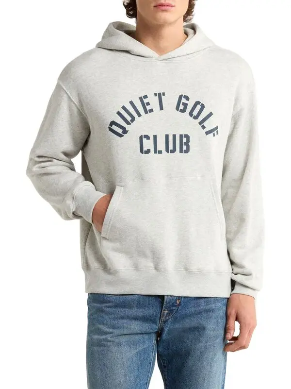 QUIET GOLF Stencil Logo Cashmere Hoodie - Ash