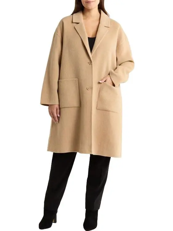 Eileen Fisher Notch Collar Wool Coat - Biscuit