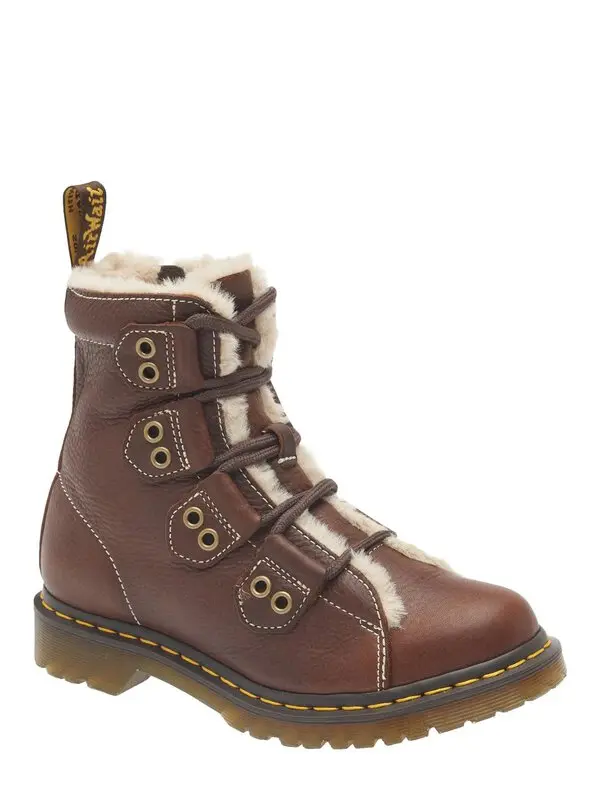 Dr. Martens 1460 Faux-fur Lined Boots - Dark Brown