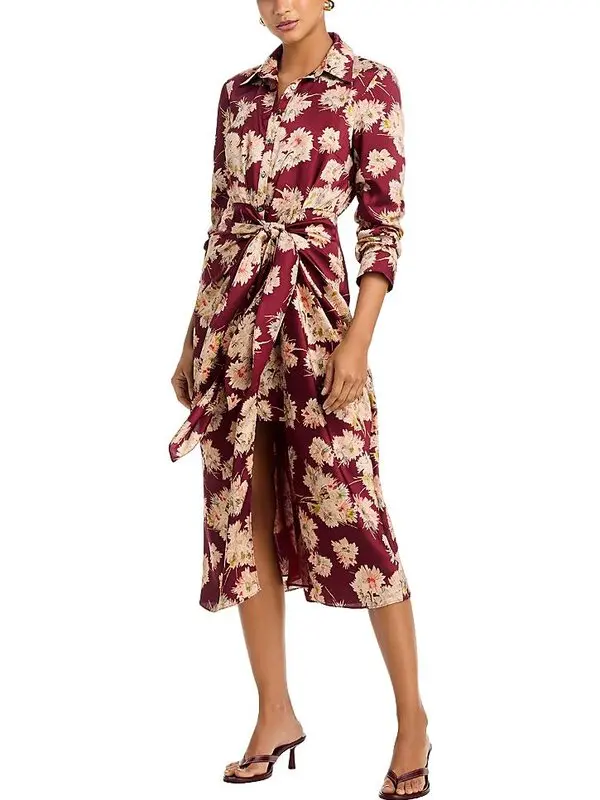 Cinq À Sept Mae Bouquet Jacey Shirtdress - Wineberry