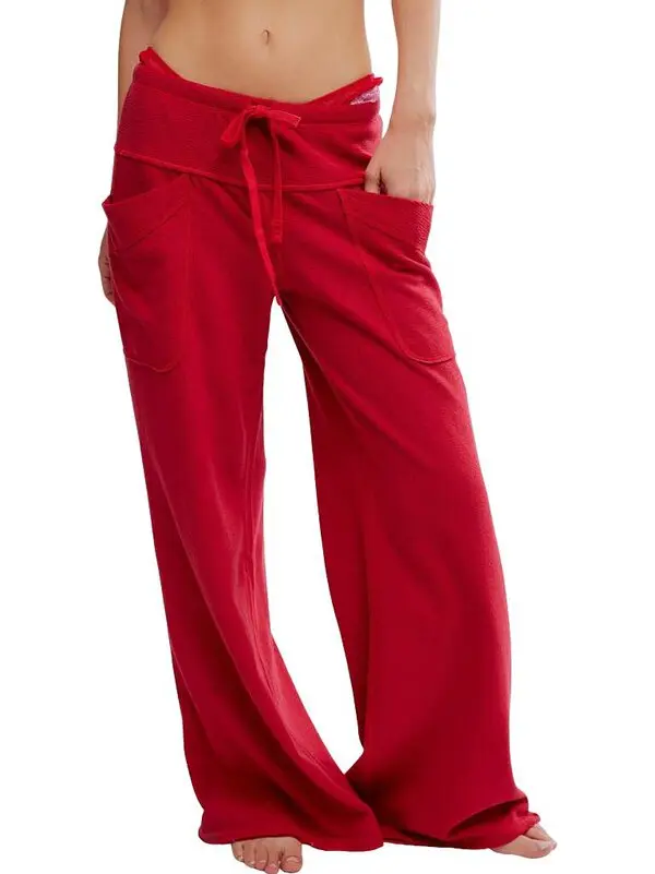 Free People Intimately Fp Staycation Lounge Pants - Deep Cherry