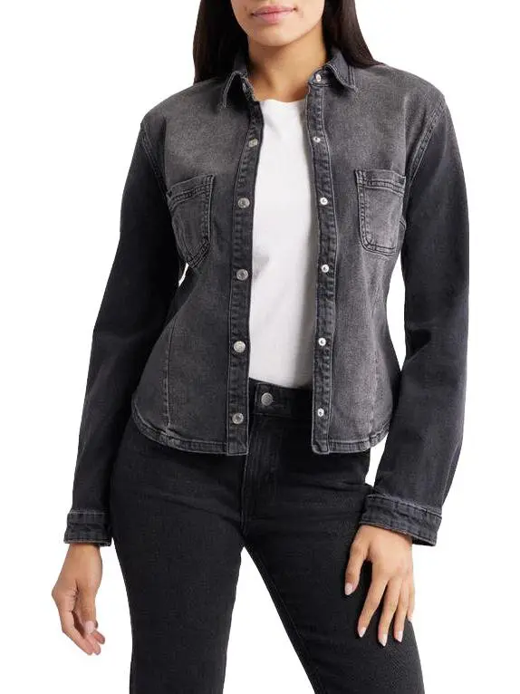 Warp + Weft Pmi Western Denim Fitted Waist Shirt - In The Night
