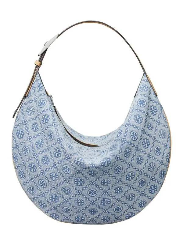 Tory Burch T Monogram Denim Balloon Bag - Powder Blue