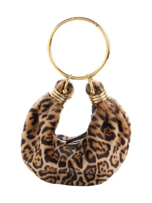 Chloé Mini Leopard Print Genuine Shearling Hobo Bag - Jungle Brown