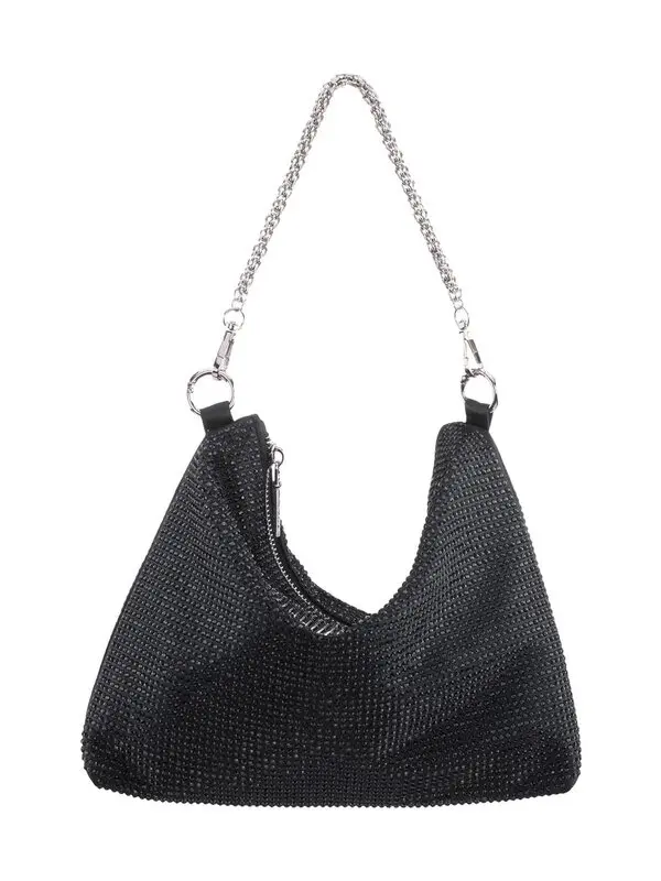 Nina Soho Rhinestone Shoulder Bag - Black