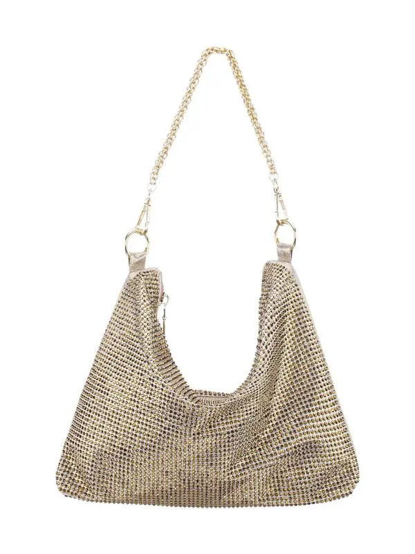 Nina Soho Rhinestone Shoulder Bag - Gold Metallic