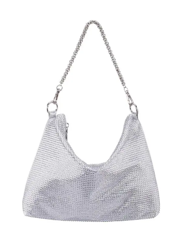 Nina Soho Rhinestone Shoulder Bag - Silver