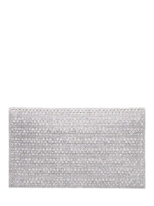 Nina Rhinestone Embellished Clutch - Silver