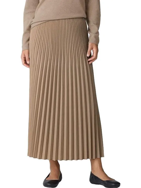 Eileen Fisher Pleated Midi Skirt - Biscuit