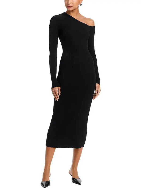 Staud Lois One Shoulder Dress - Black