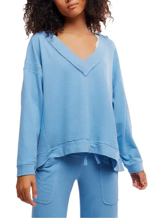 Free People Oversized Lounge Sweatshirt - Blissful Blue