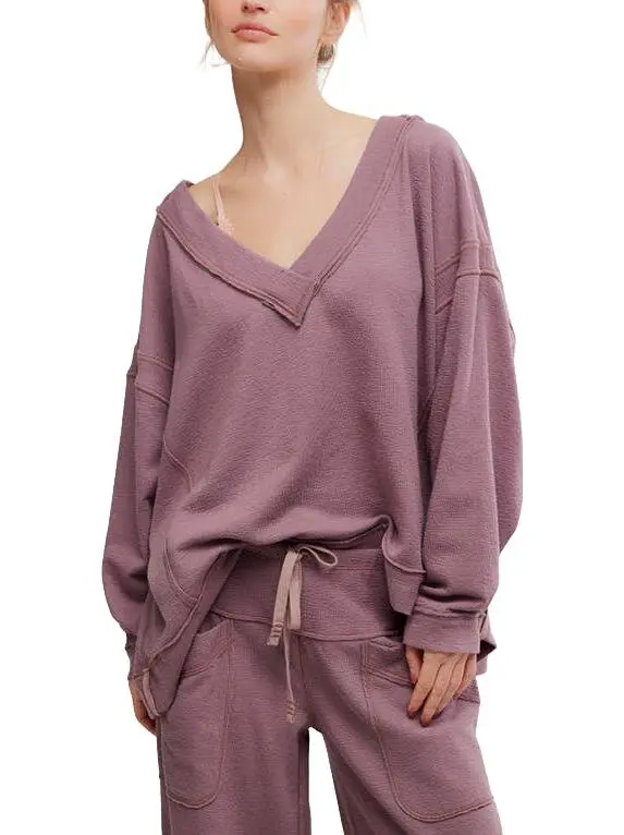 Free People Oversized Lounge Sweatshirt - Elderberry Tea